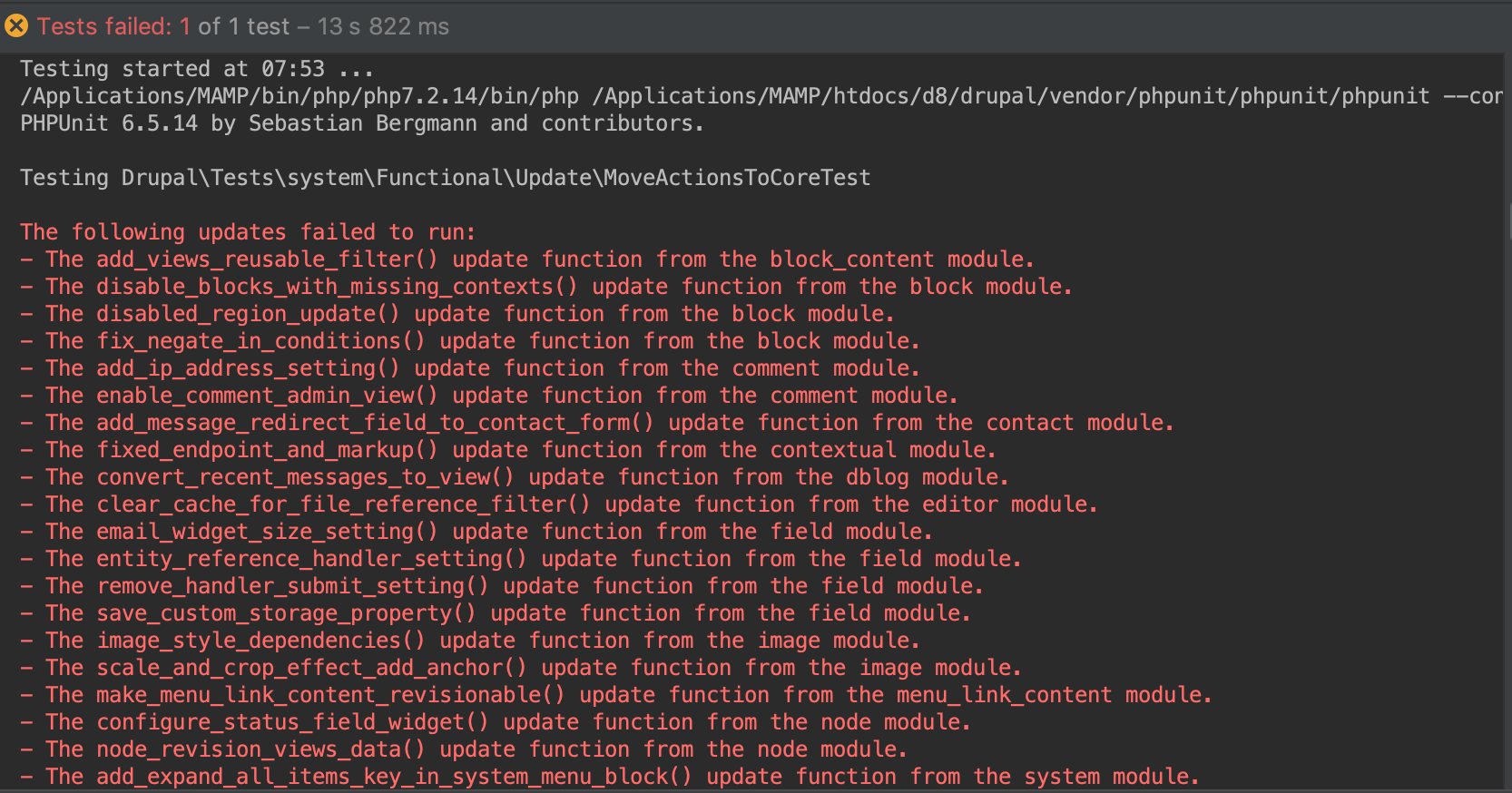 \Drupal\FunctionalTests\Update\UpdatePathTestBase::runUpdates only ... \Drupal\FunctionalTests\Update\UpdatePathTestBase::runUpdates only ...